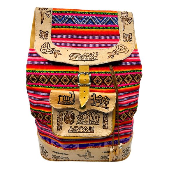 Peru | Bags | New Peru Cusco Womens Textile Fabric Embossed Leather ...